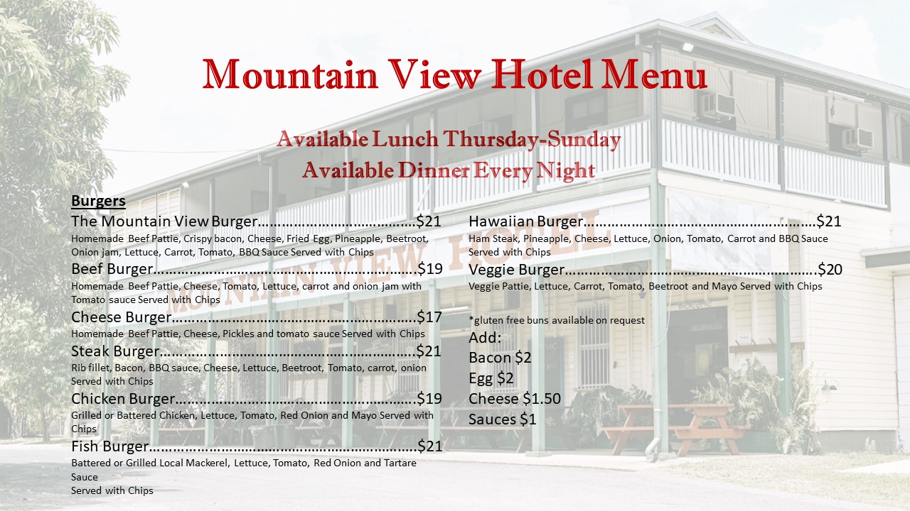 MENU - The Mountain View Hotel